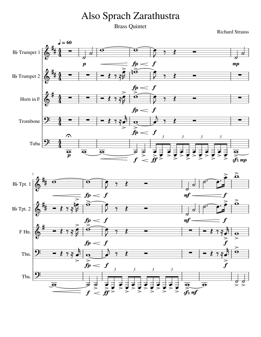 Also sprach Zarathustra, Op.30 – Richard Strauss Sheet music for ...