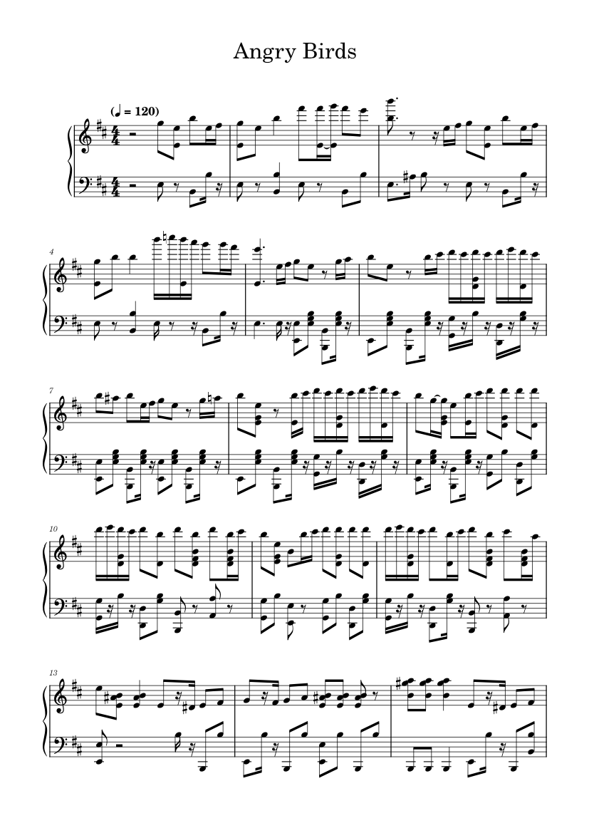 Angry Birds Theme – Ari Pulkkinen Angry Birds – Rovio Sheet music for ...
