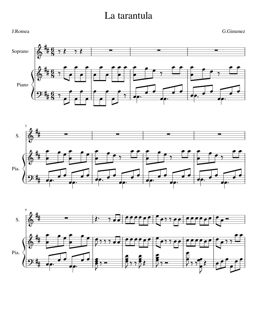 La_tarantula Sheet music for Piano, Soprano (Piano-Voice) | Musescore.com
