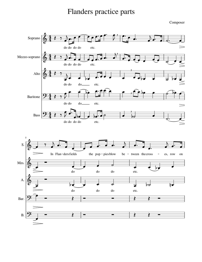 Flanders_practice_parts Sheet music for Soprano, Alto, Bass voice ...