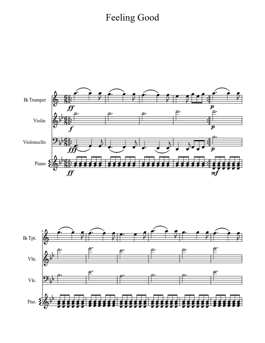 Feeling Good Sheet music for Piano, Violin, Trumpet (Mixed Trio ...