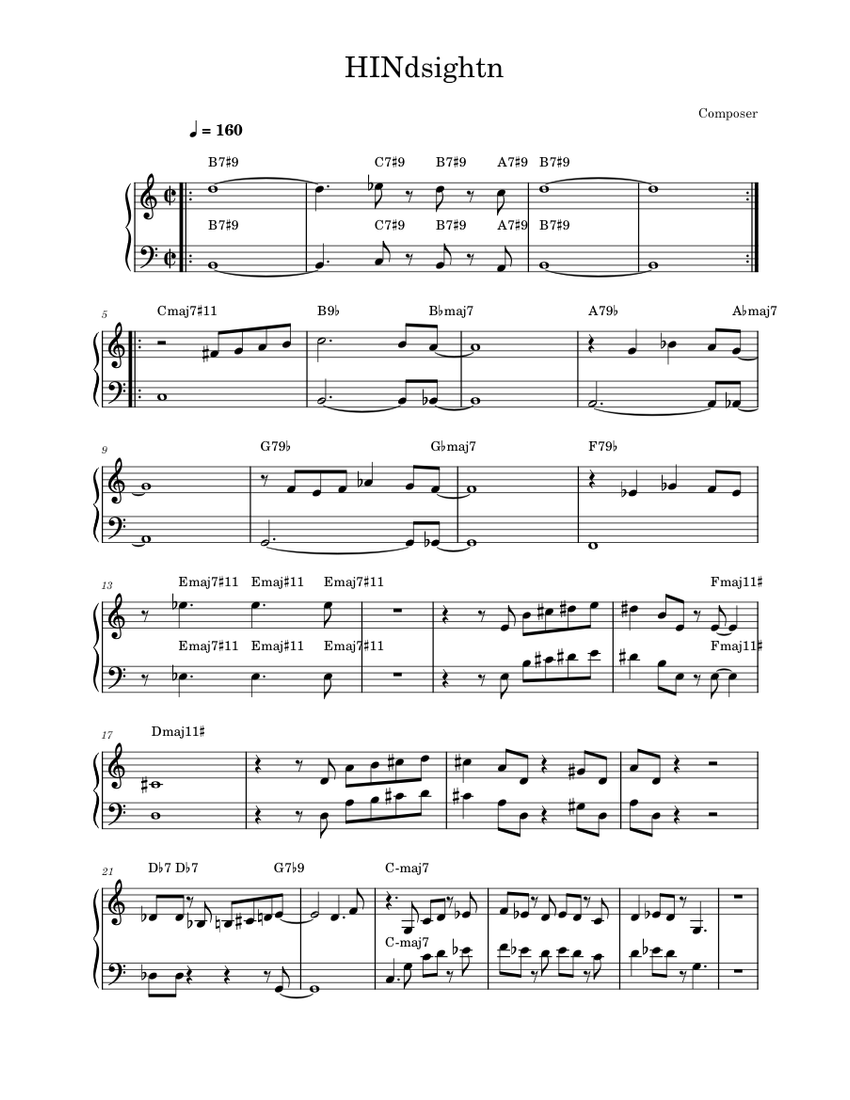 Hindsight – Cedar Walton Hindsight Sheet music for Piano, Bass guitar ...