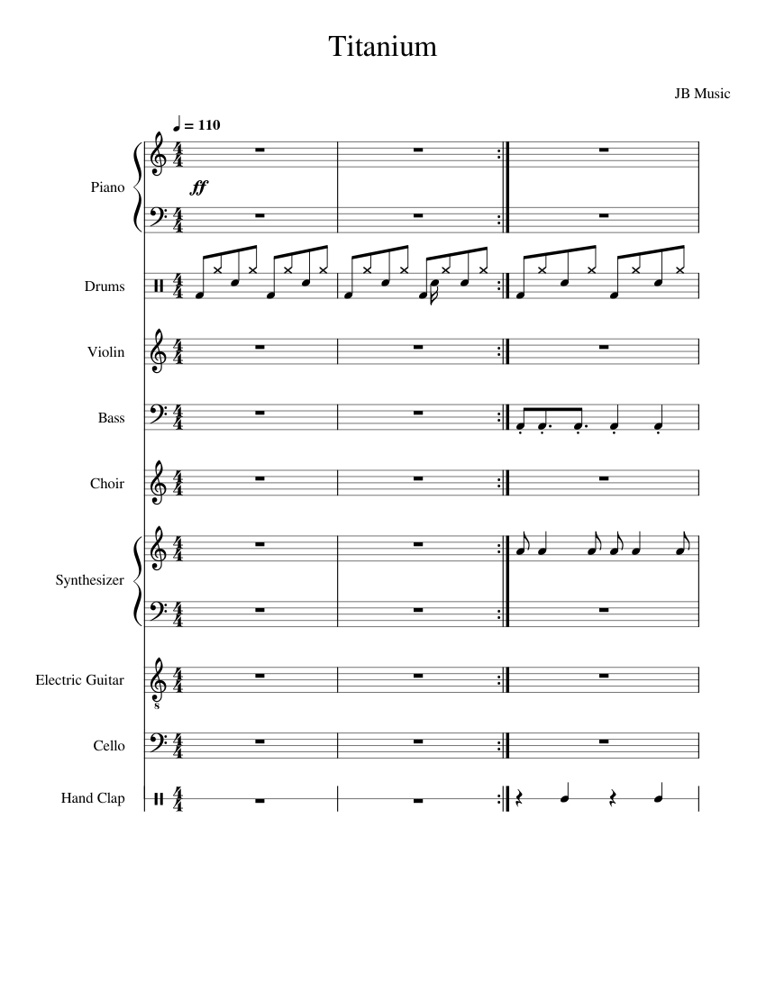 Titanium (Official Sheet Music) Sheet music for Piano, Violin, Drum Group, Cello & more ...
