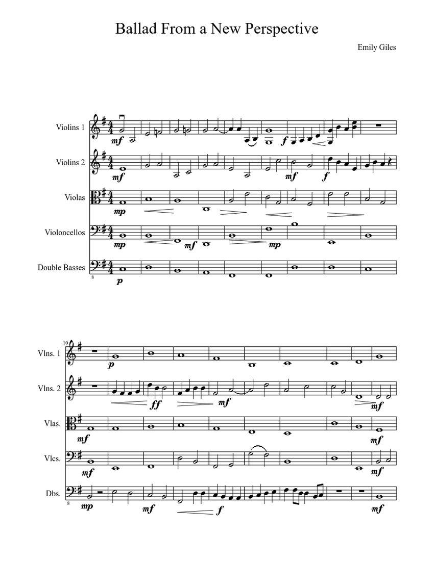 Ballad From a New Perspective Sheet music for Strings group (Mixed ...