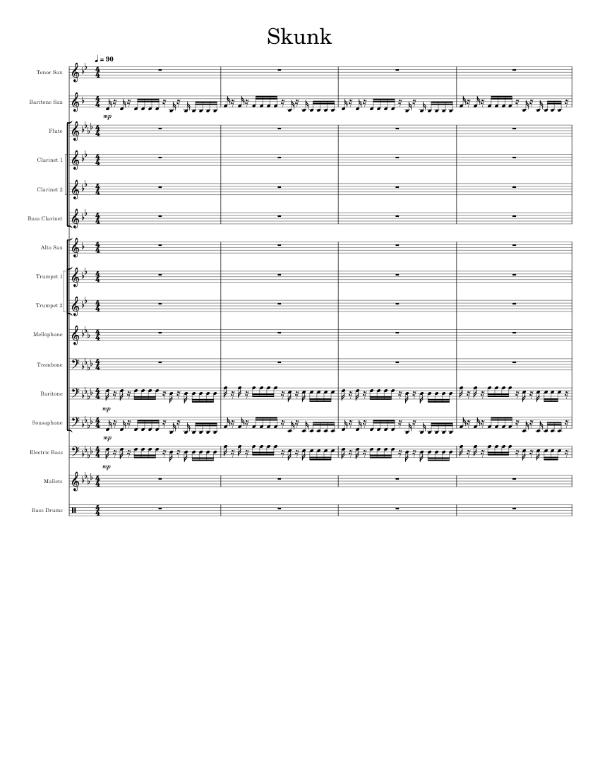 Skunk Full band, original by Thundersmack. Sheet music for Trombone ...