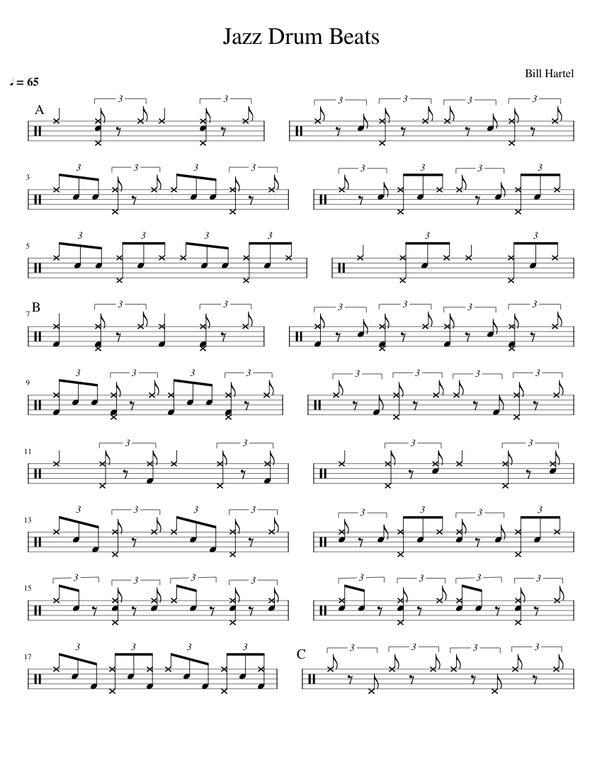 Jazz Drum Beats Sheet music for Drum group (Solo) | Musescore.com