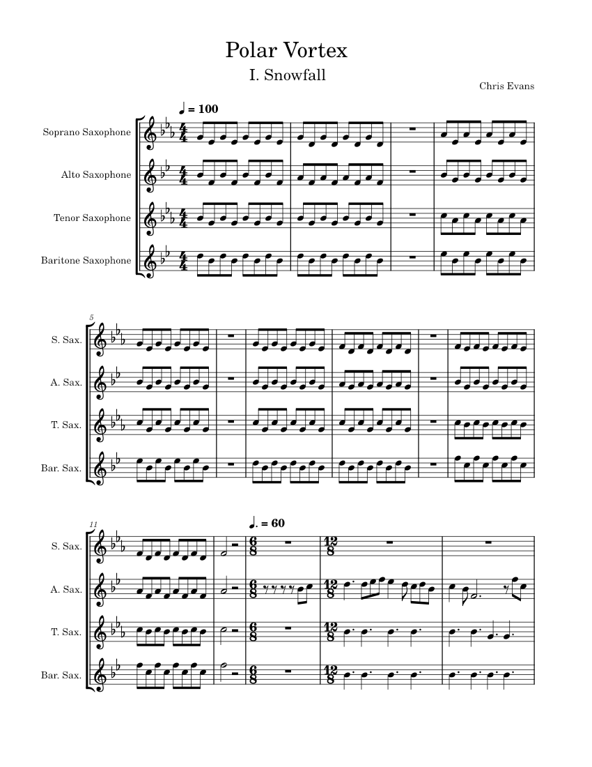 Vortex Sheet music for Saxophone alto, Saxophone tenor, Saxophone ...