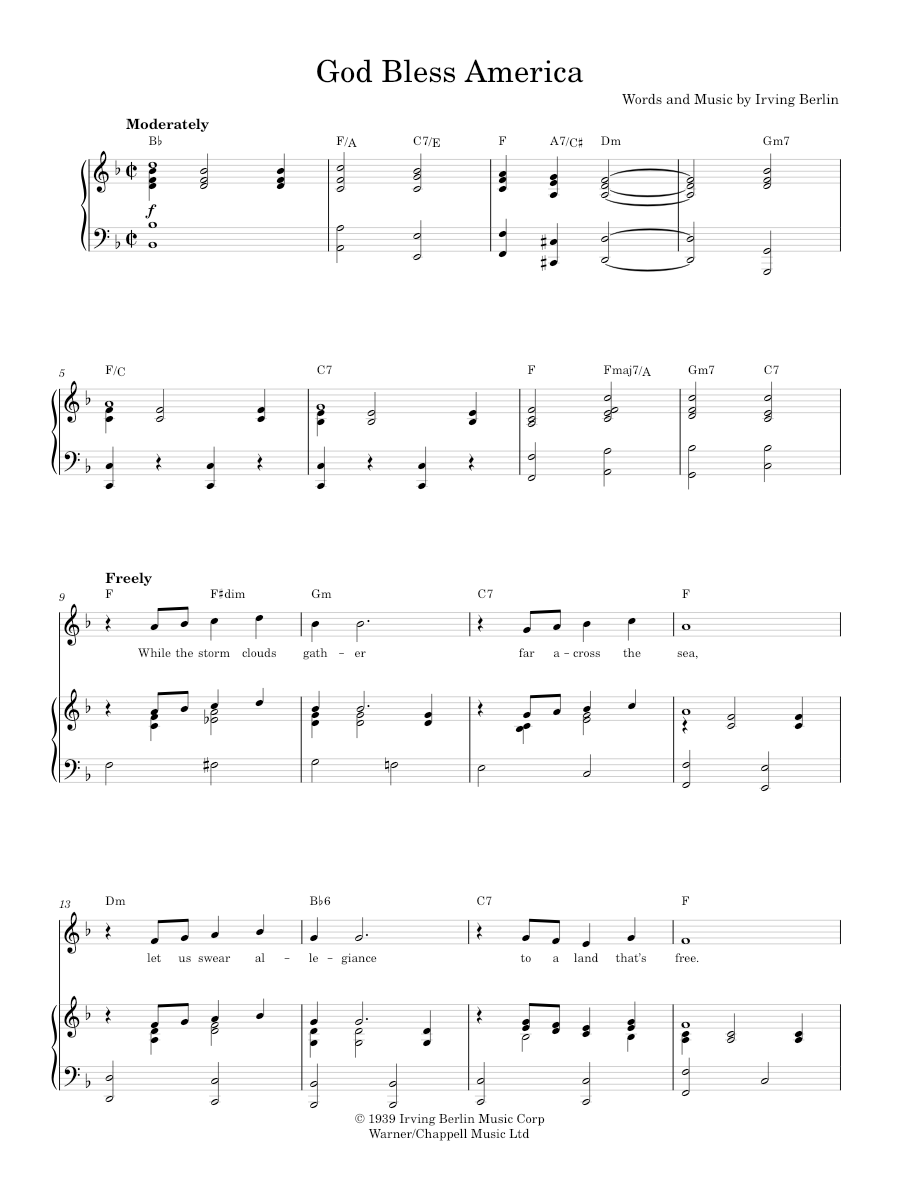 Play Official version of God Bless America Sheet Music by Céline Dion ...
