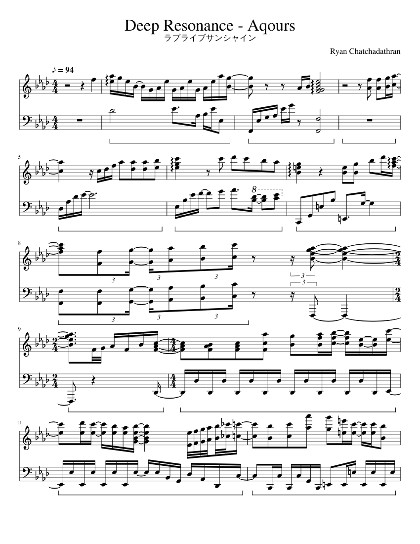 Deep Resonance - Aqours Sheet music for Piano (Solo) | Musescore.com