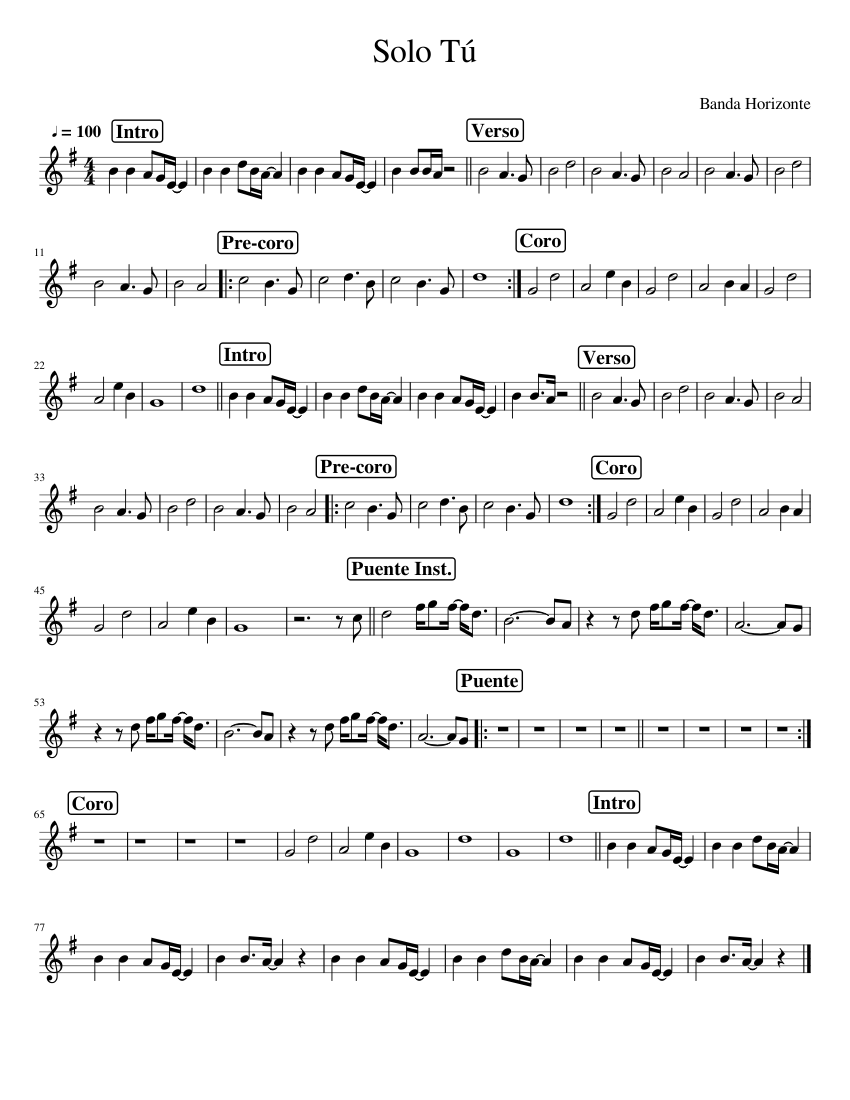 Solo Tú Sheet music for Violin (Solo) | Musescore.com