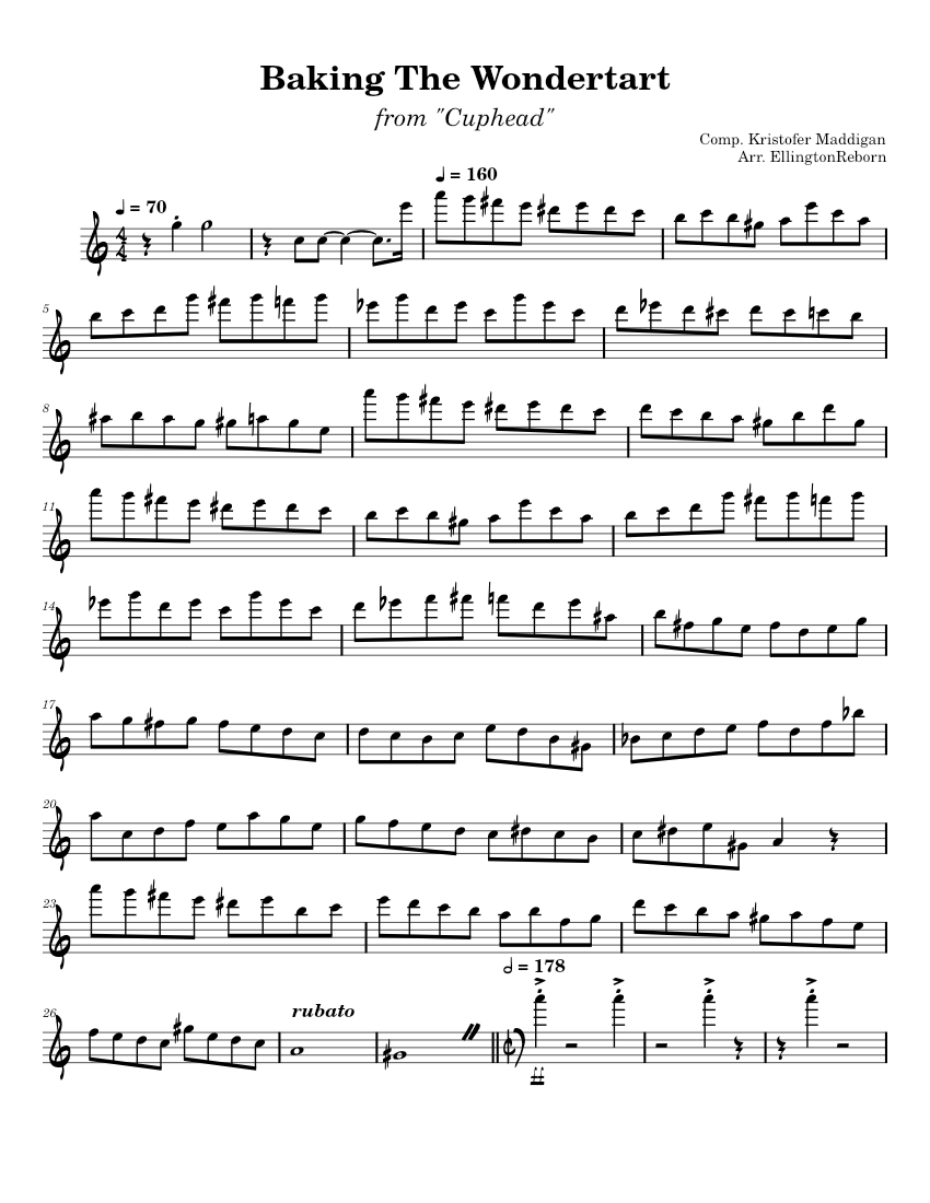 Baking The Wondertart – Kristofer Maddigan Sheet Music with Chords for ...