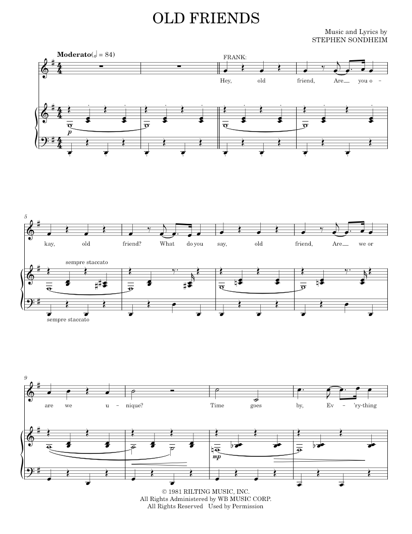 Play Official version of Old friends Sheet Music by Stephen Sondheim ...