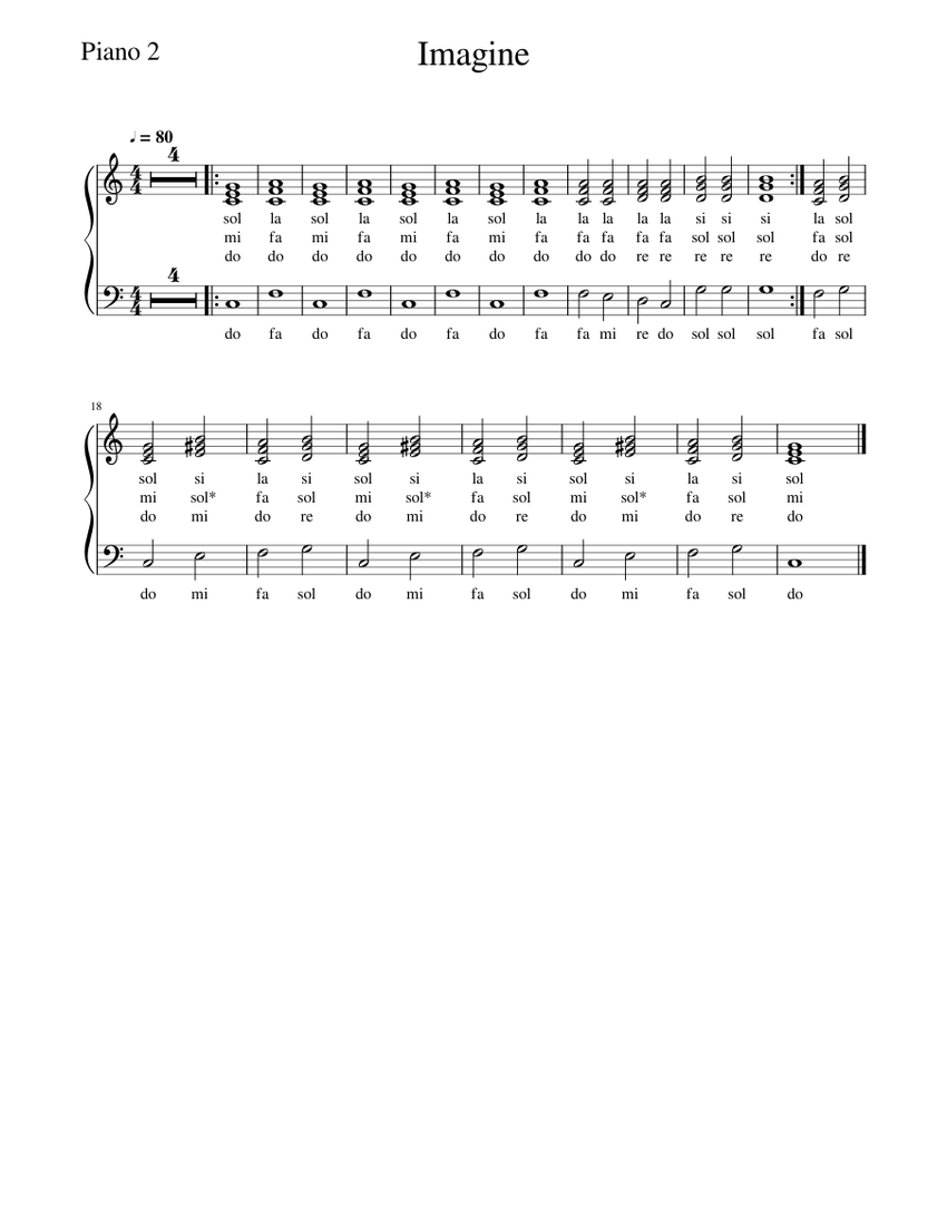 piano 2 Imagine-Piano 2 Sheet music for Piano (Solo) Easy | Musescore.com