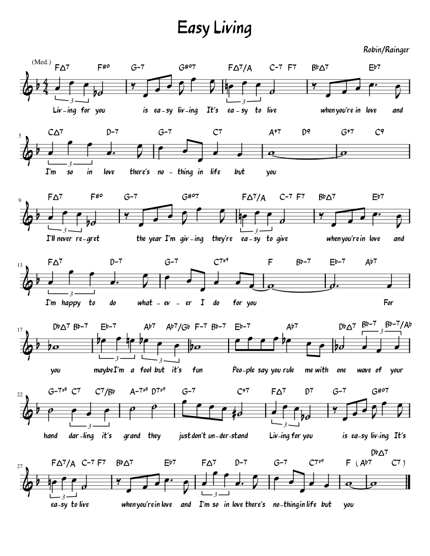 Easy Living Sheet music for Piano (Solo) | Musescore.com