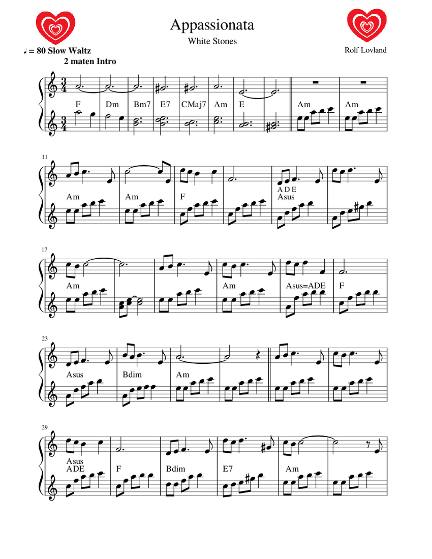 Appassionata, 2 balken Sheet music for Piano (Solo) Easy | Musescore.com