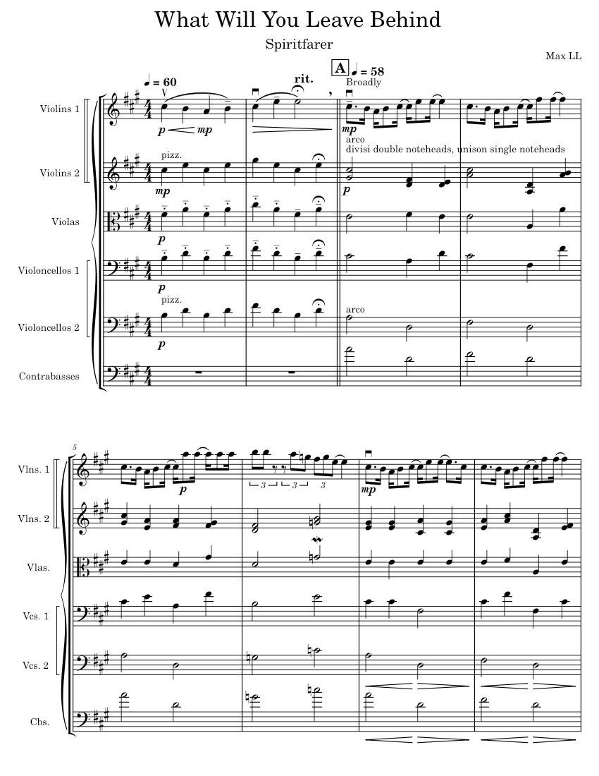 What You Will Leave Behind by Max LL for string orchestra Sheet Music ...
