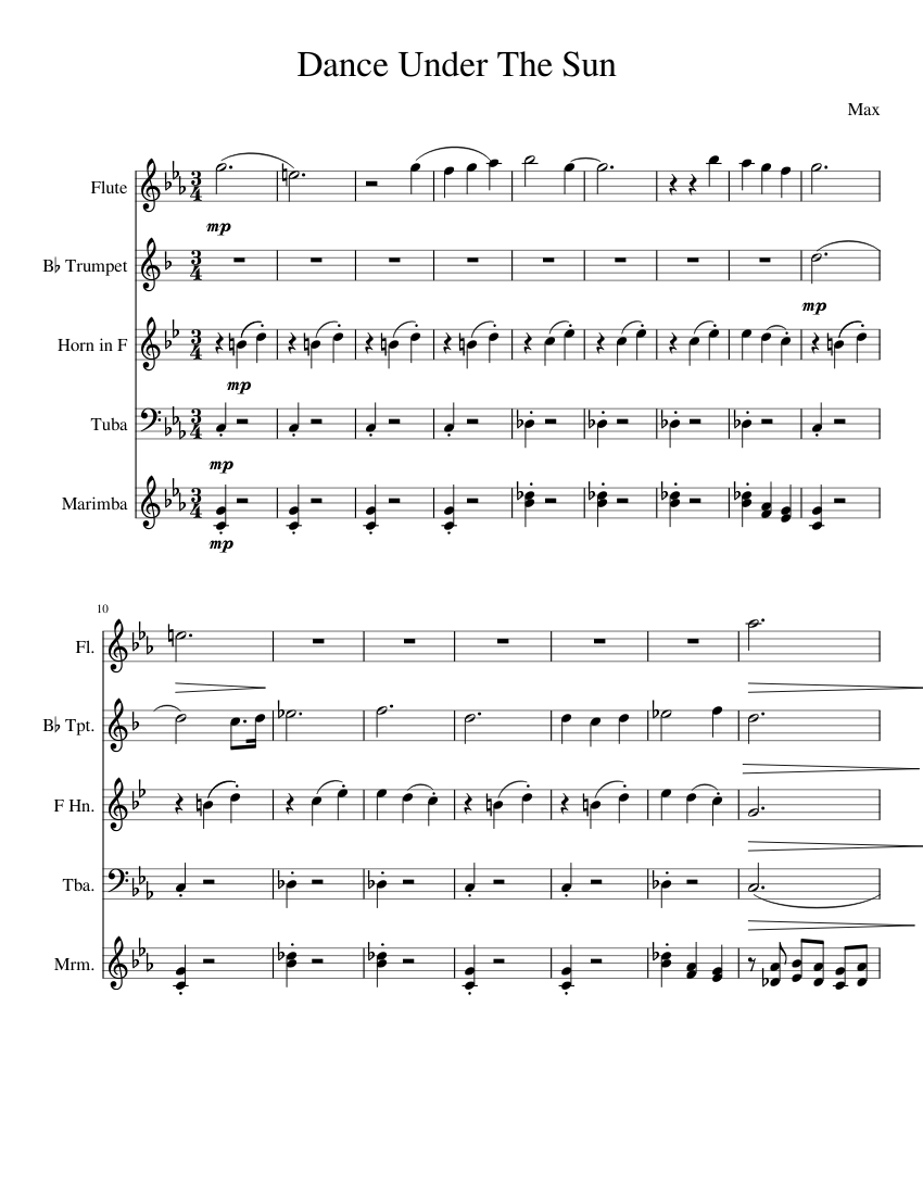 Dance Under The Sun Sheet music for Tuba, Flute, Trumpet in b-flat ...