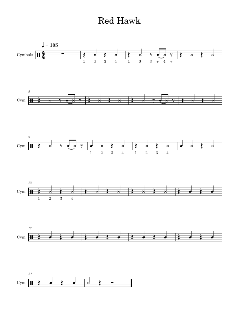 Red Hawk Cymbal Sheet music for Crash (Solo) | Musescore.com