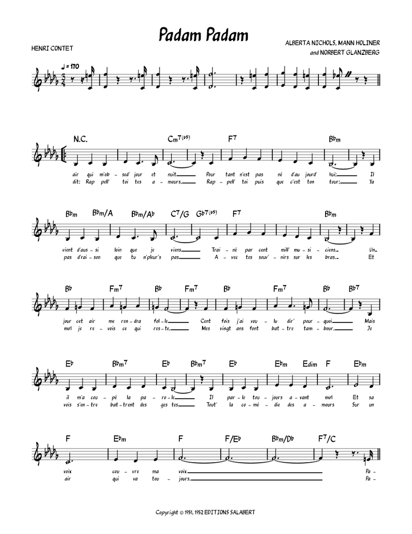 Padam Padam-Edith Piaf Sheet music for Piano (Solo) Easy | Musescore.com