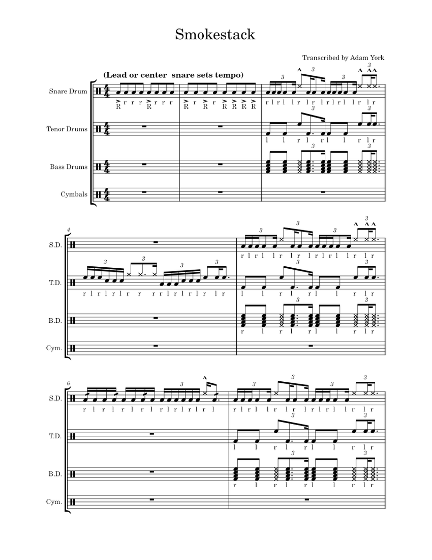 Smokestack – Cassidy Byars Smokestack Sheet music for Snare drum, Crash ...