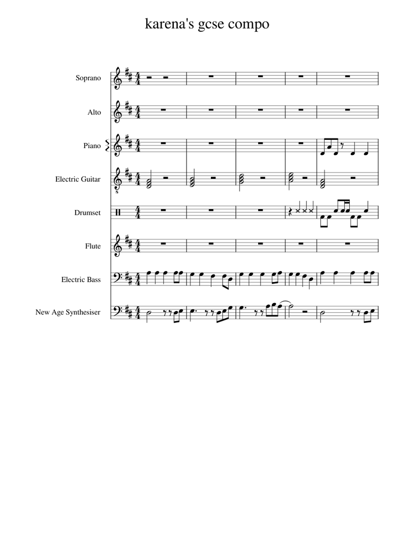 karena's gcse compo Sheet music for Piano, Soprano, Alto, Flute & more ...