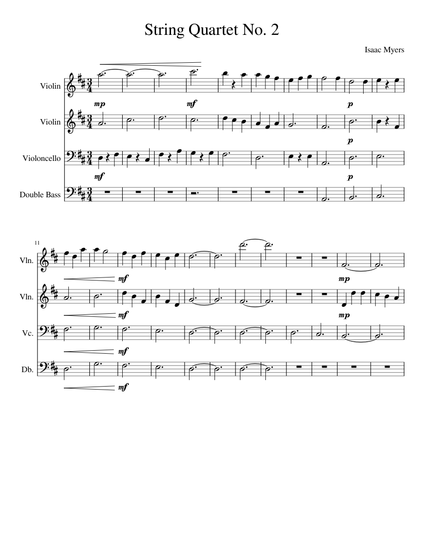 Waltz No 2 Sheet music for Contrabass, Violin, Cello (Mixed Quartet ...