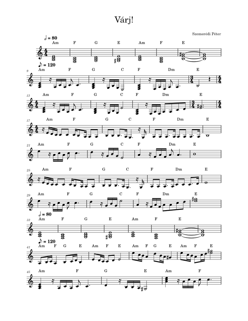 Várj! Sheet music for Piano (Solo) | Musescore.com