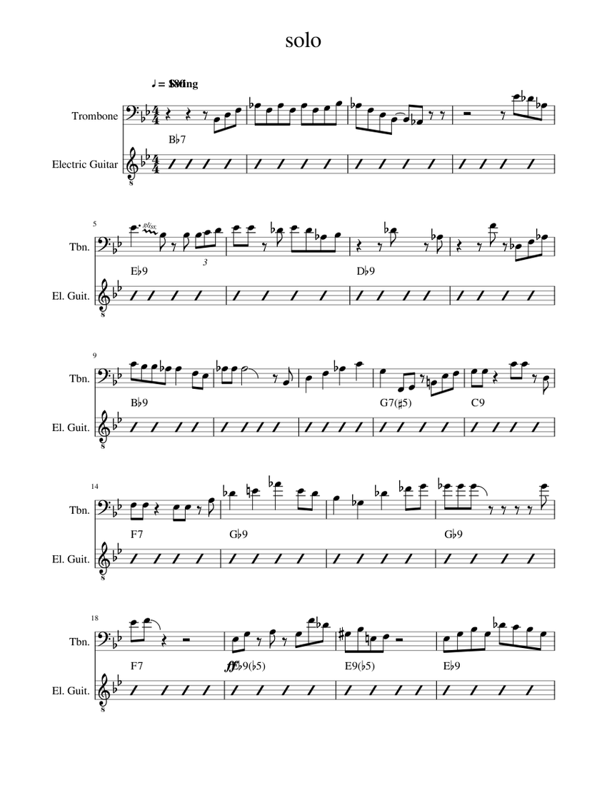solo Sheet music for Trombone, Guitar (Mixed Duet) | Musescore.com