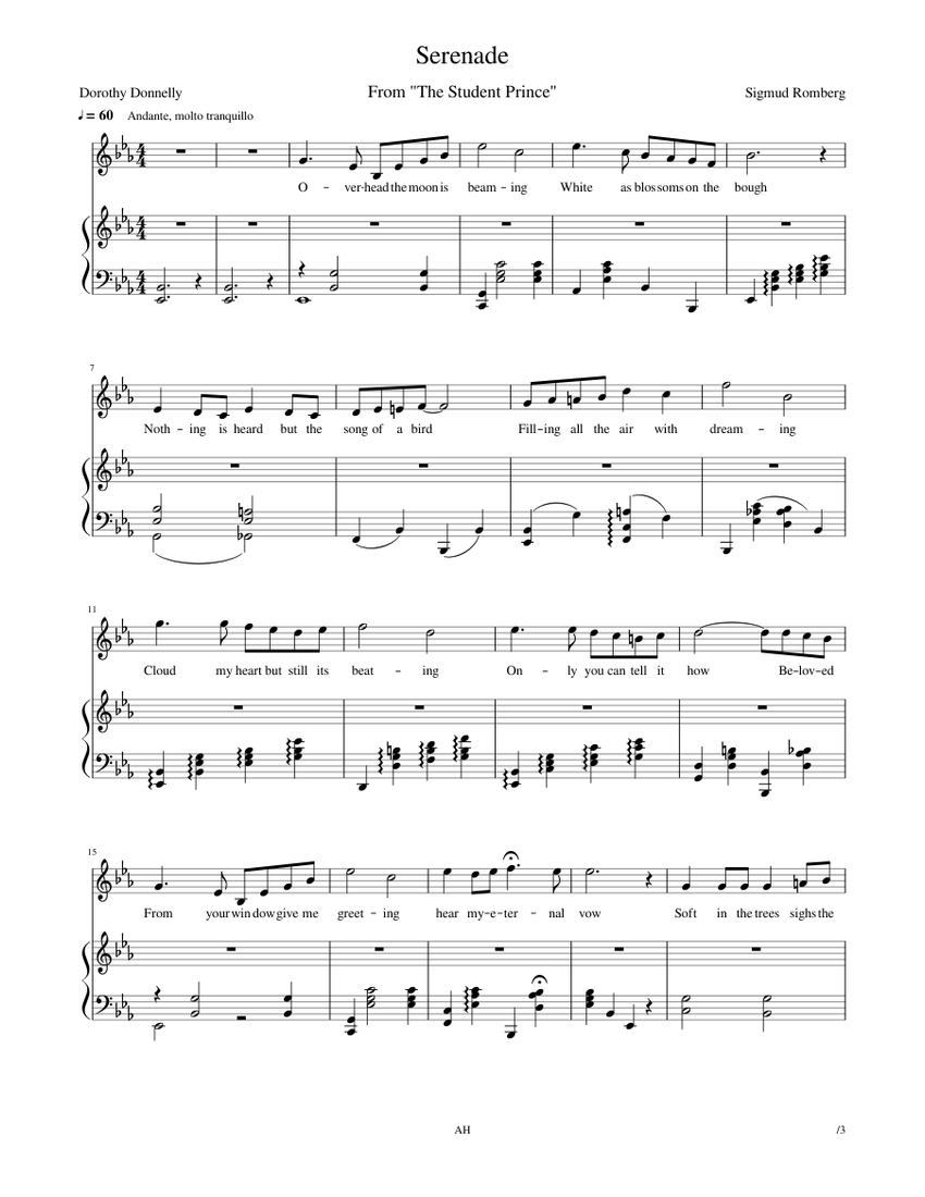 Serenade Sheet music for Piano, Vocals (Piano-Voice) | Musescore.com