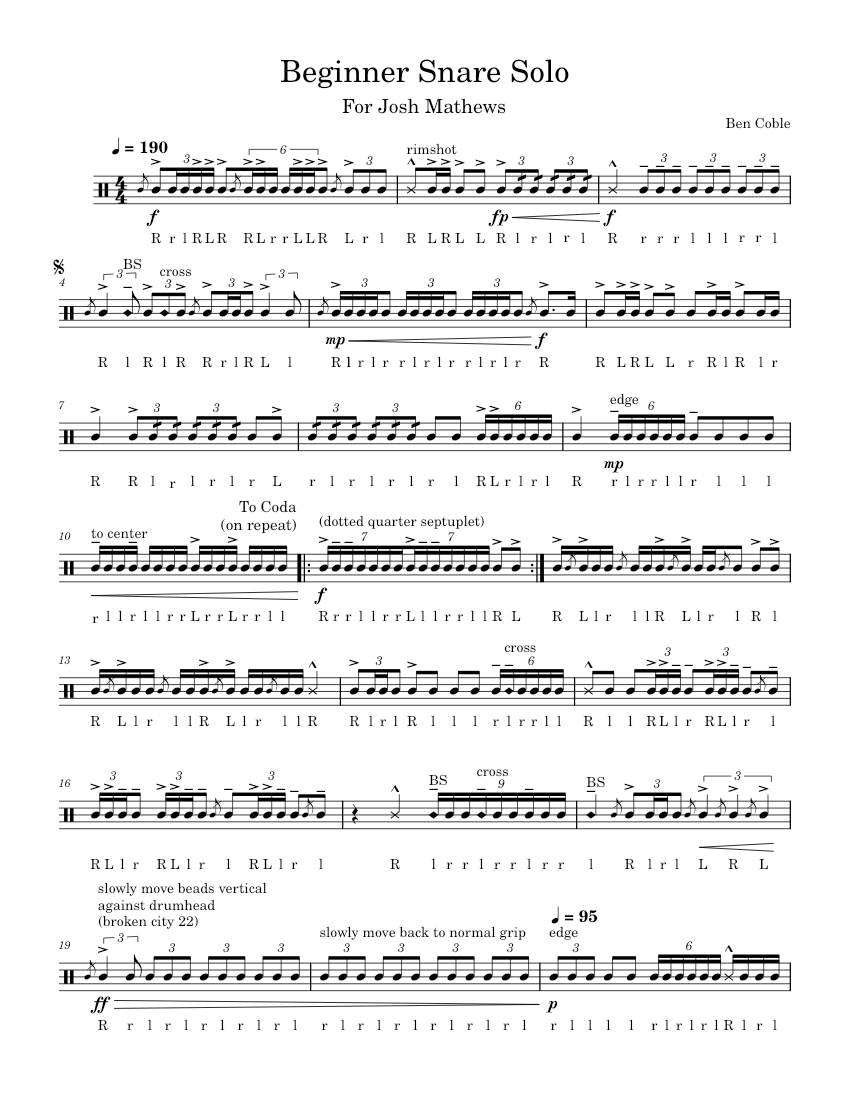 Beginner Snare Solo Sheet music for Trumpet other (Solo) | Musescore.com