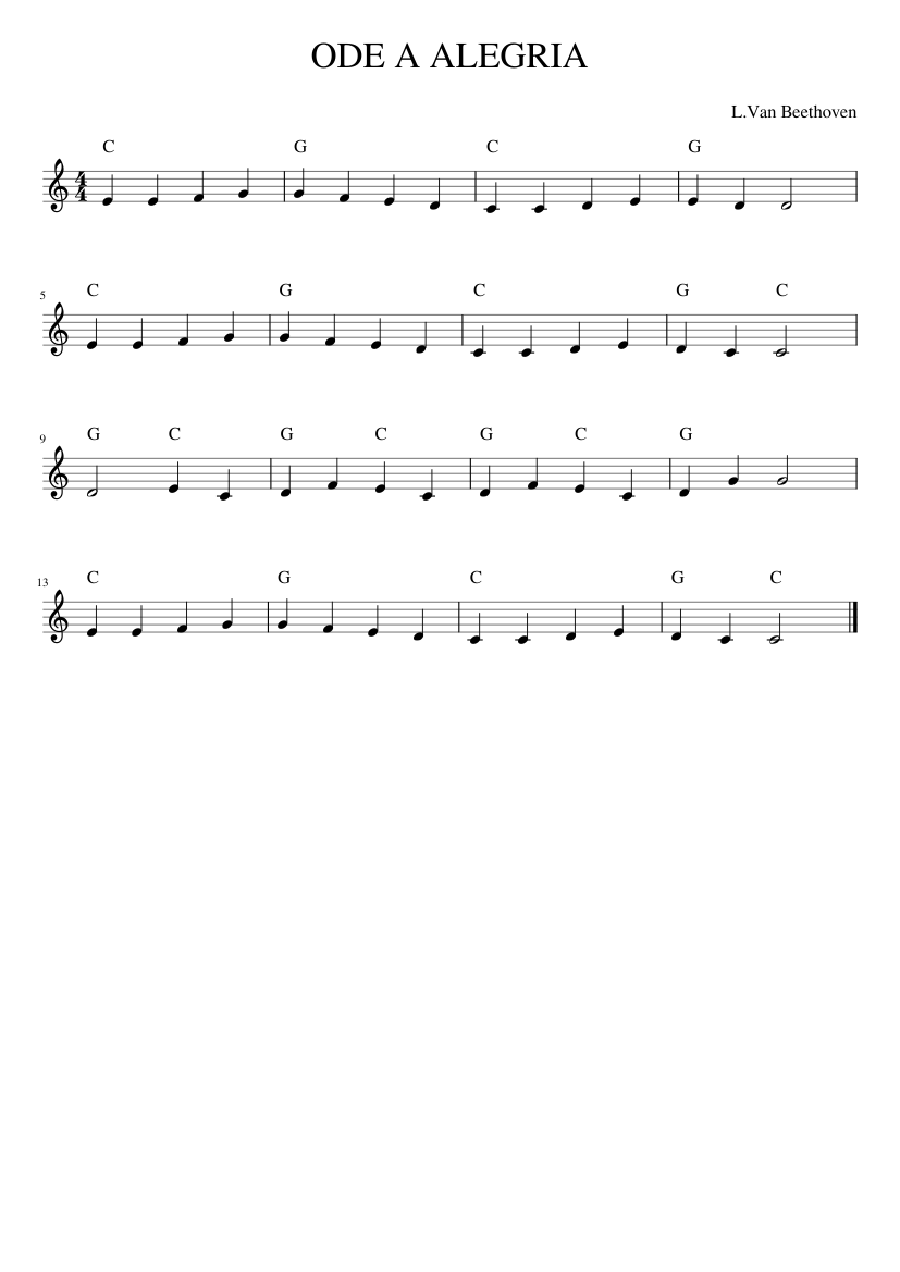 ODE A ALEGRIA Sheet music for Piano (Solo) Easy | Musescore.com