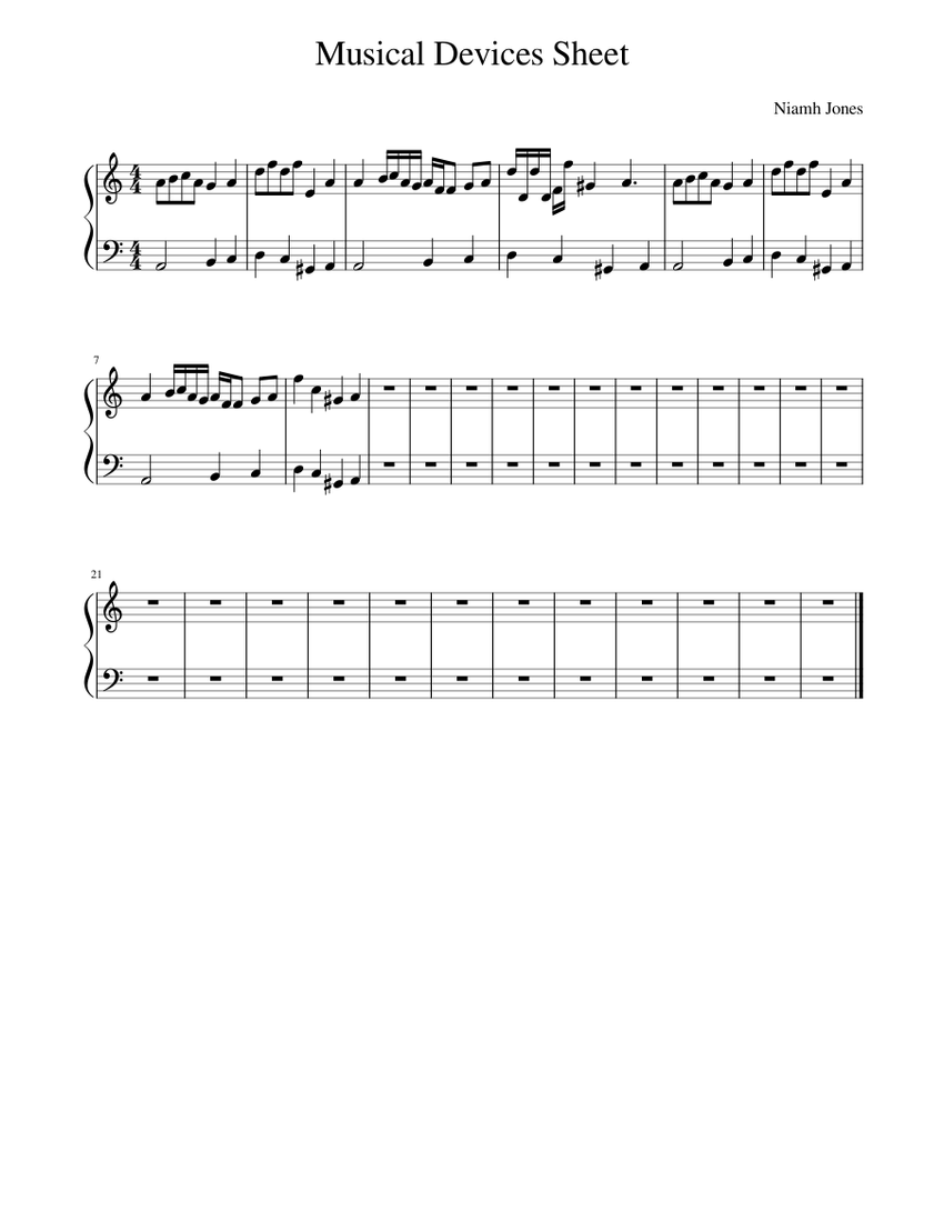 Musical Devices Sheet - Ostinato motif Sheet music for Piano (Solo ...