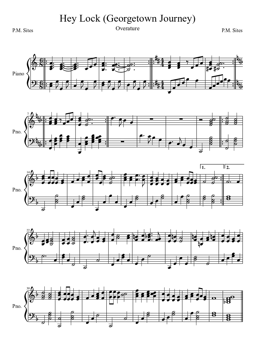 Hey Lock (Georgetown Journey) Sheet music for Piano (Solo) | Musescore.com