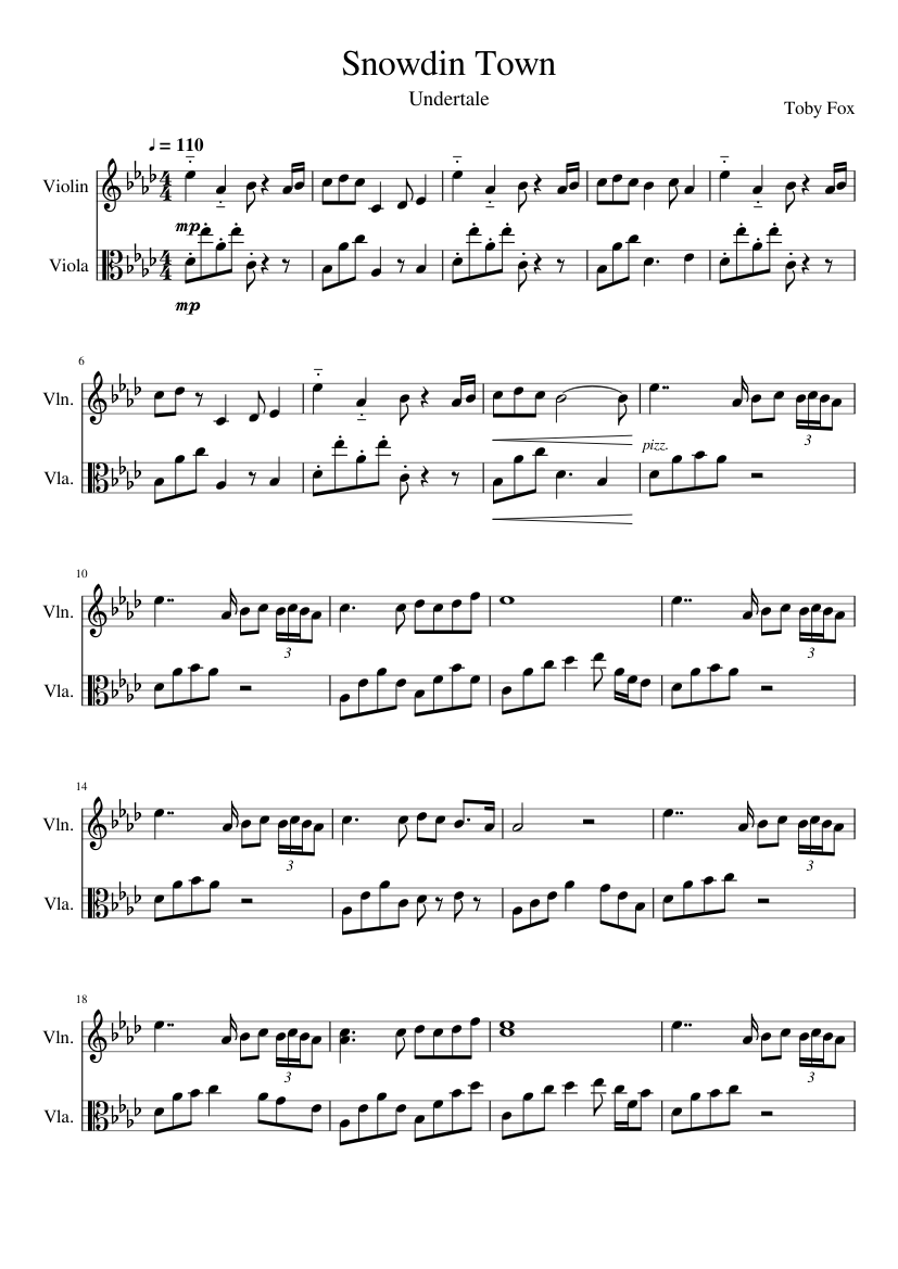 Snowdin Town Sheet Music for Violin, Viola (String Duet) | MuseScore.com