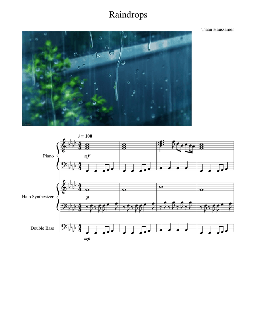Raindrops Sheet music for Piano, Contrabass, Synthesizer (Mixed ...