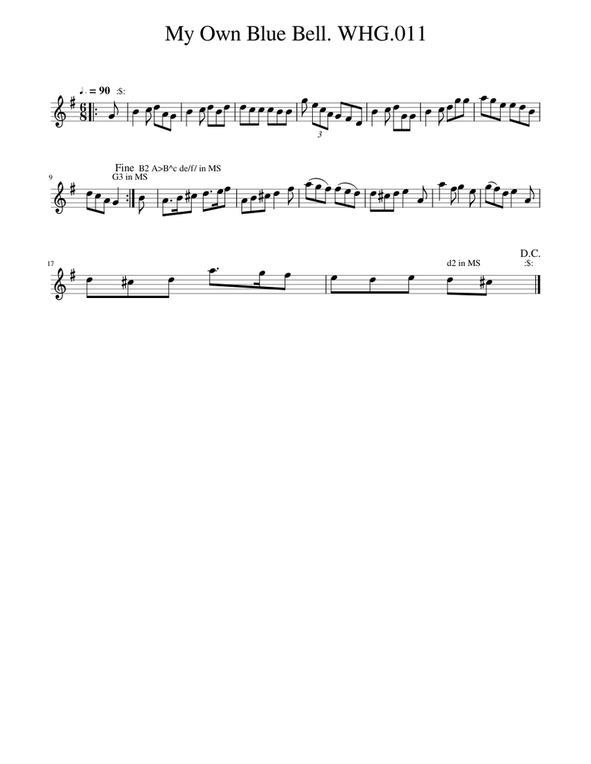 My Own Blue Bell. WHG.011 Sheet music for Piano (Solo) Easy | Musescore.com