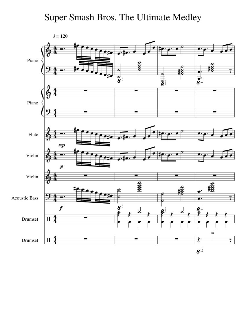 Super Smash Bros The Ultimate Medley Sheet music for Piano, Flute ...