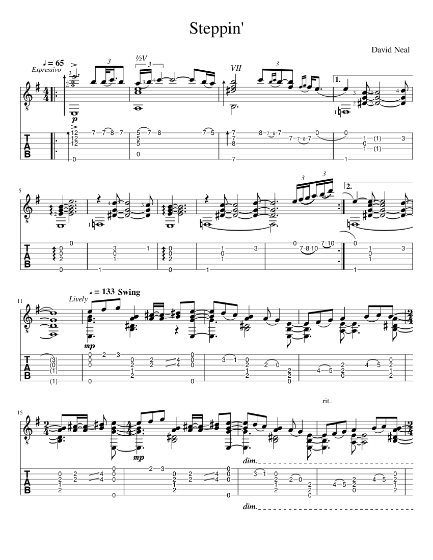 Steppin' Sheet music for Guitar (Solo) | Musescore.com