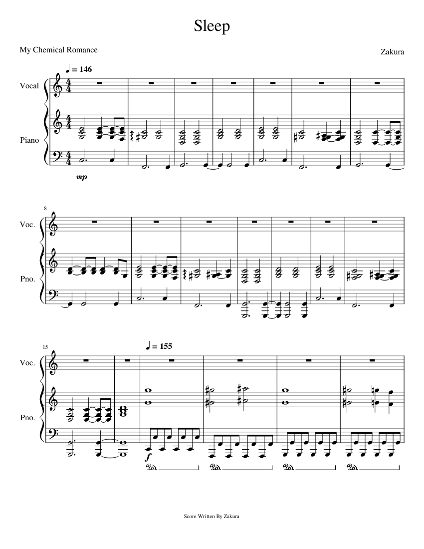 Sleep (Instrumental) - My Chemical Romance Sheet music for Piano (Piano ...