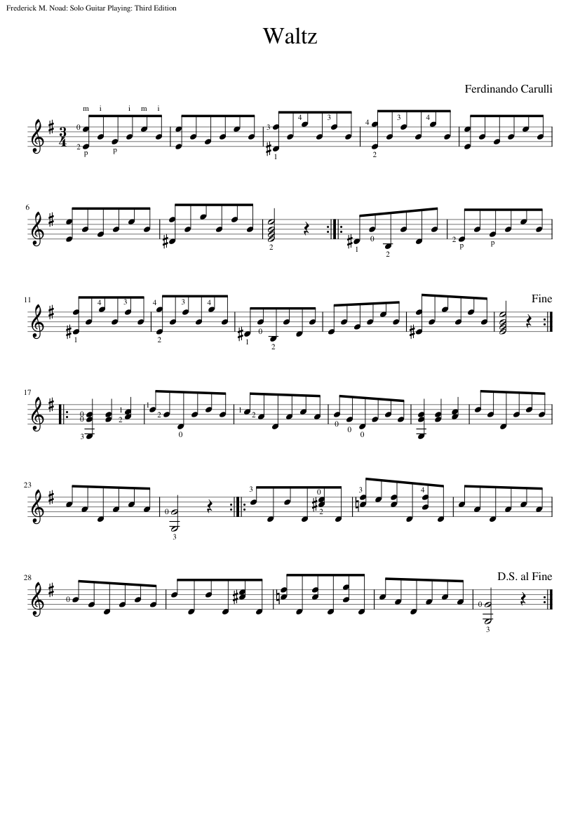 Waltz Sheet music for Guitar (Solo) | Musescore.com