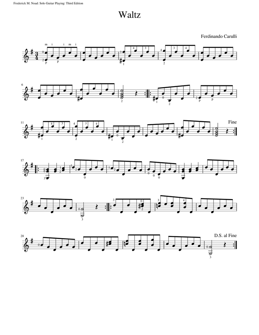 Waltz Sheet music for Guitar (Solo) | Musescore.com