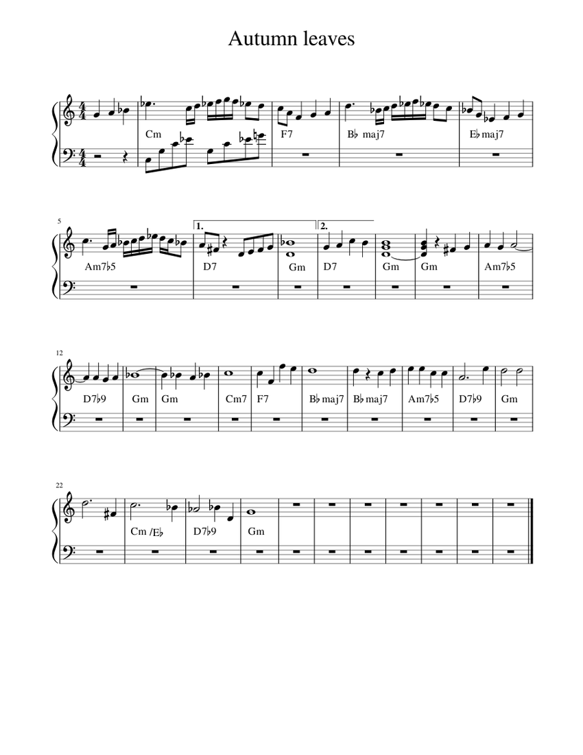 Autumn leaves Sheet music for Piano (Solo) | Musescore.com