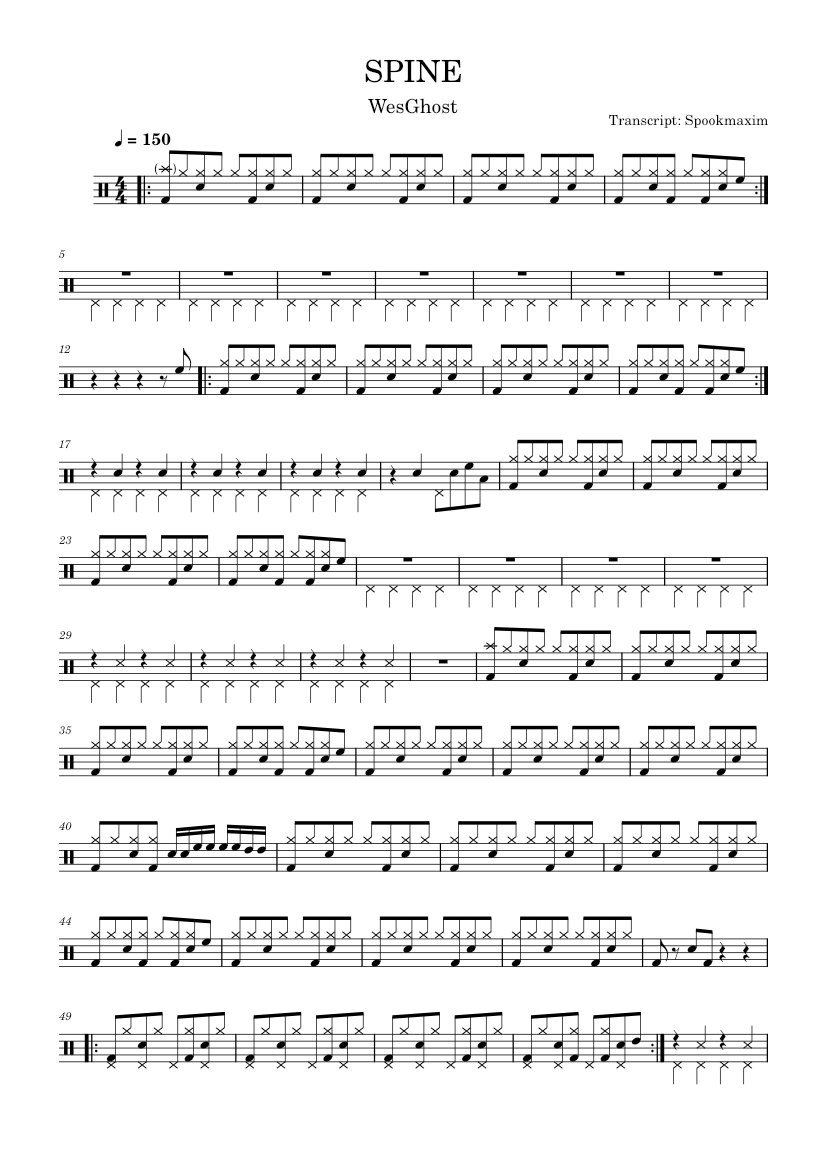 SPINE – WesGhost Sheet Music for Drum group (Percussion Ensemble ...