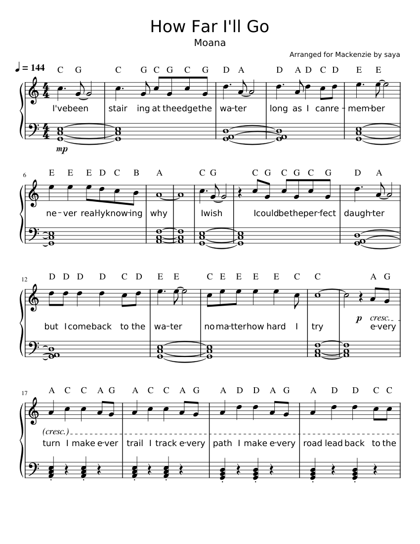 Moana - how far ill go – Misc Soundtrack How Far Ill Go - Lin-Manuel ...