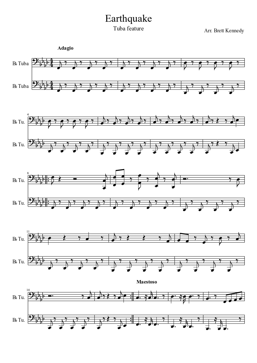 Earthquake Sheet music for Tuba (Brass Duet) | Musescore.com