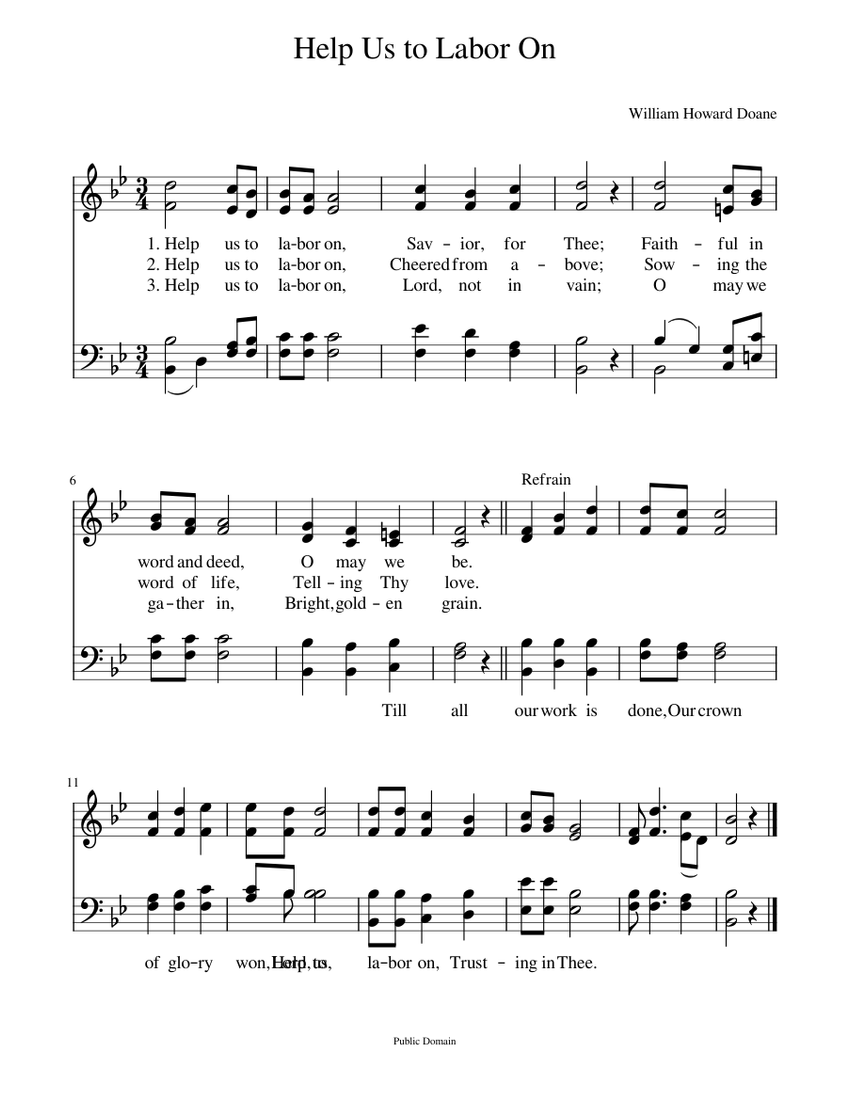 Help us to labor on - William Howard Doane Sheet music for Piano (Piano ...