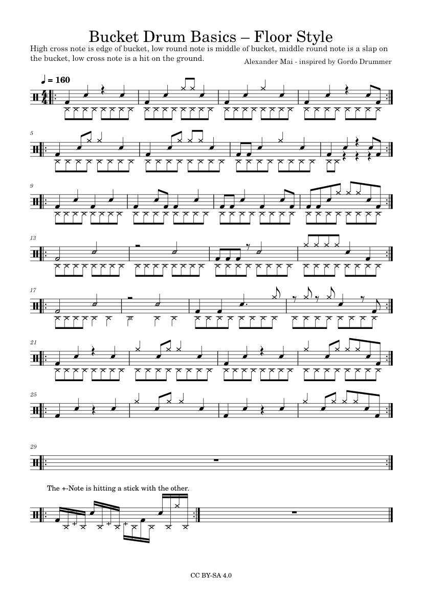 Bucket Drum Basics — Floor Style Sheet Music for Drum group (Solo ...