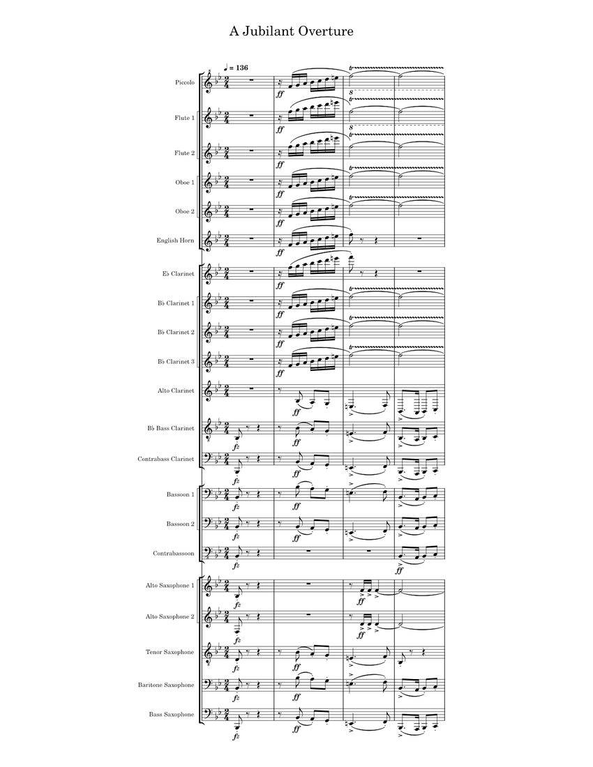 A Jubilant Overture Sheet music for Flute piccolo, Flute, Oboe, Clarinet in e-flat & more ...