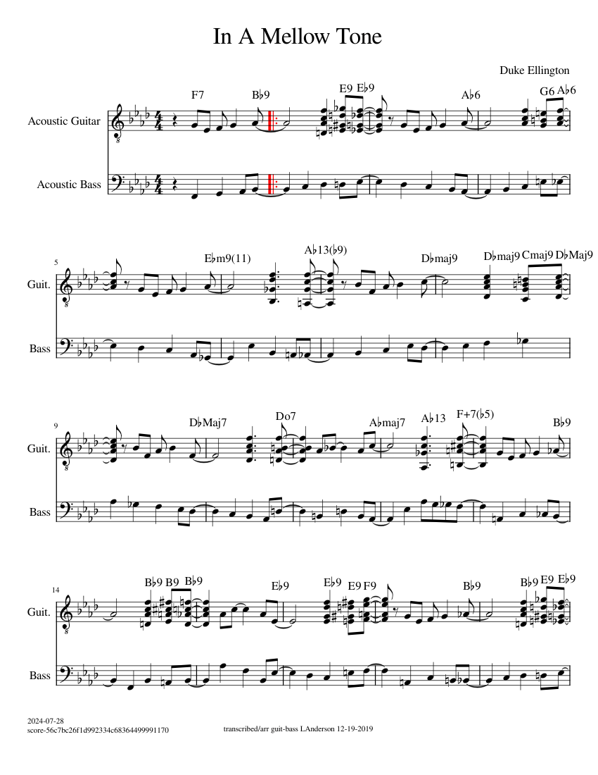 In A Mellow Tone (guit-bass-rvsd-2) - Duke Ellington Sheet Music with ...
