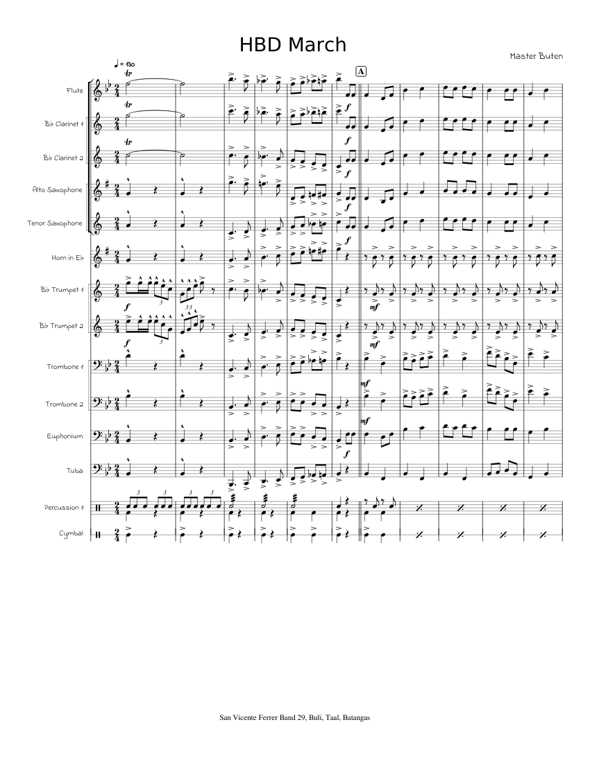 HBD March Sheet music for Trombone, Euphonium, Tuba, Flute & more ...